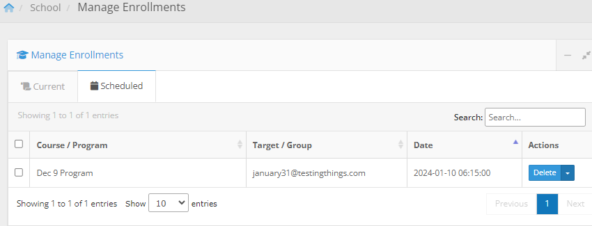 Manage Enrollments – Support Center