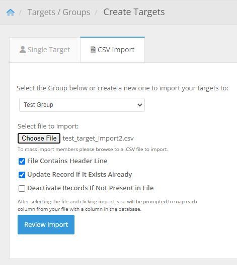 Importing Targets from CSV – Support Center
