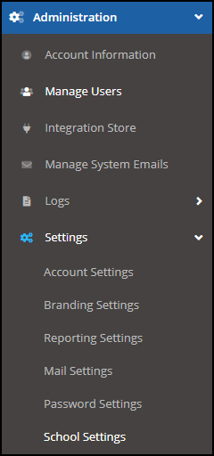 School Settings – Support Center
