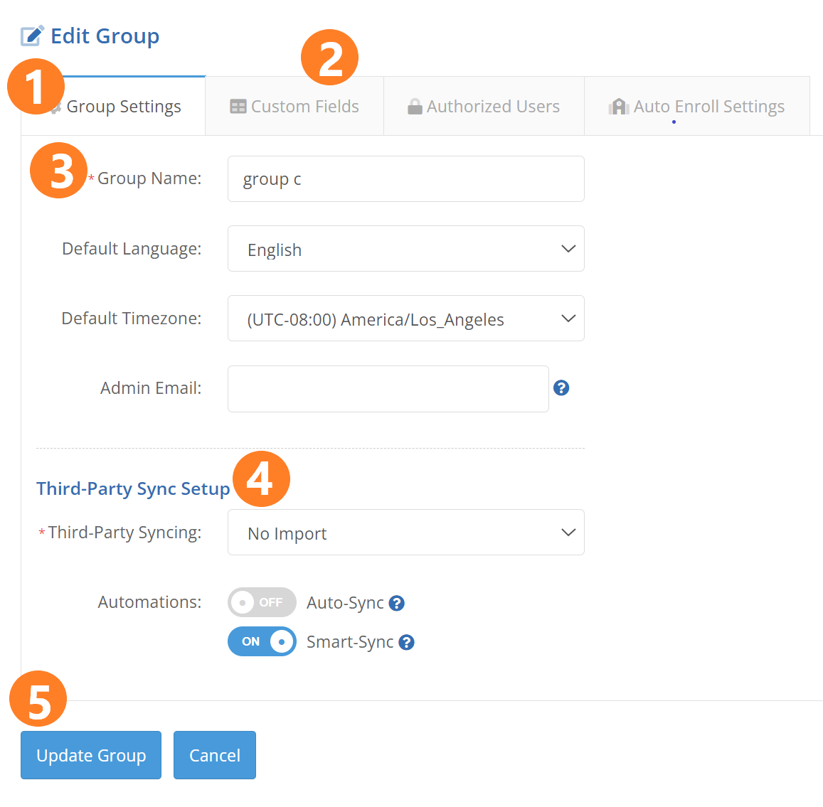 Create / Edit Group – Support Center